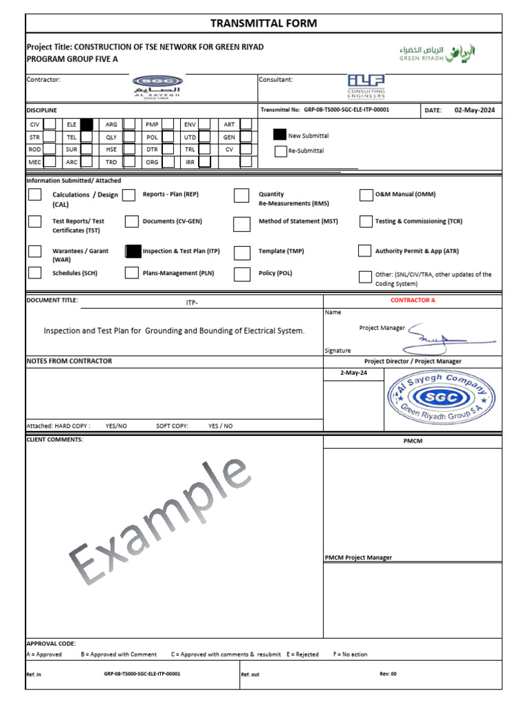 SGC-Transmittal Form-Grounding and Bounding | PDF