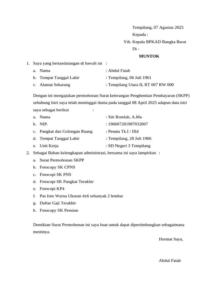 Surat Keterangan Penghentian Pembayaran (SKPP) | PDF