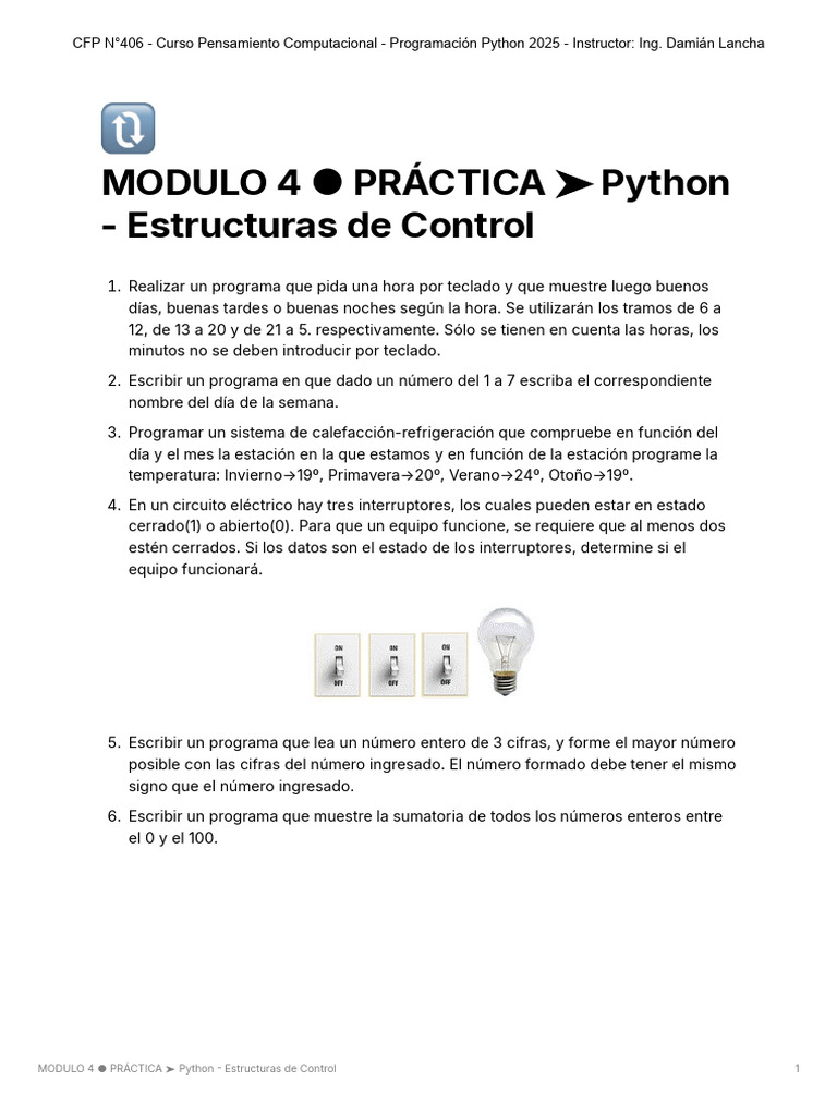MODULO 4 PRÁCTICA Python - Estructuras de Control | PDF | Cadena ...
