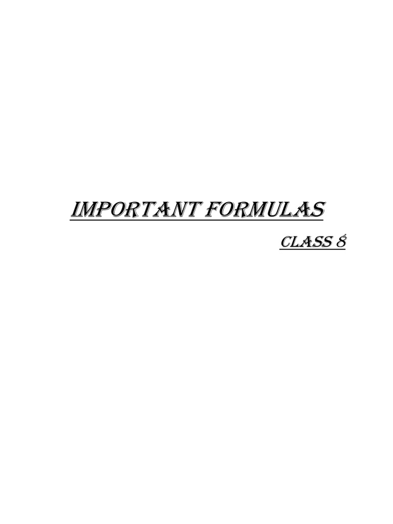 Class 8 Math Formulas Guide | PDF | Rectangle | Geometric Shapes