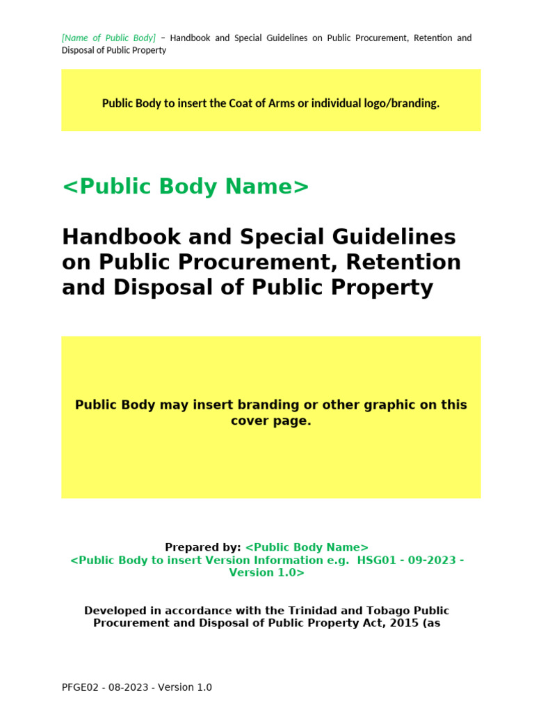 Public Procurement Guidelines Handbook | PDF | Internal Control ...