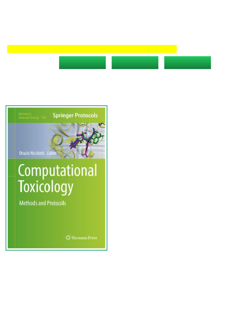 Computational Toxicology Orazio Nicolotti Ebook New Release 2025 | PDF ...