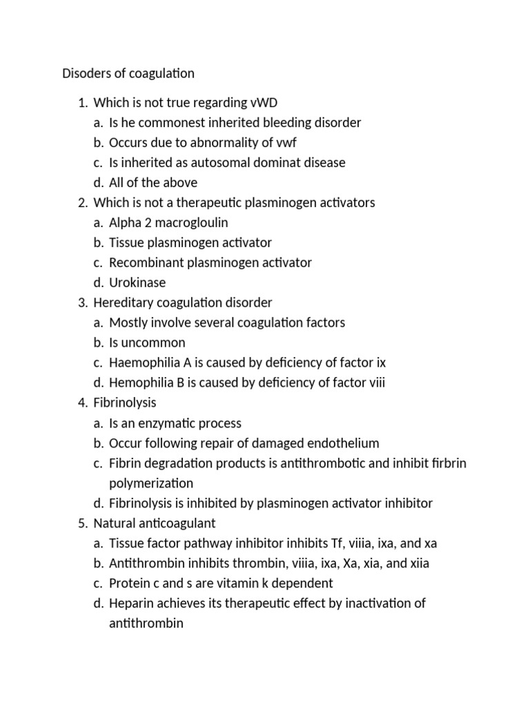 Coagulation Disorders Overview and Insights | PDF