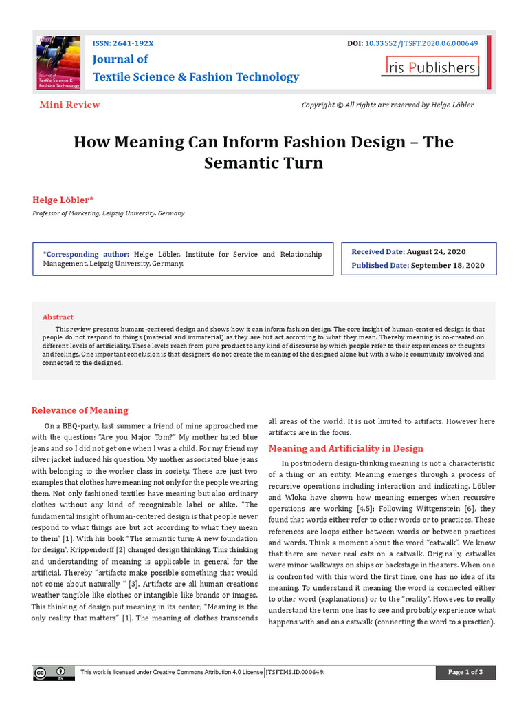How Meaning Can Inform Fashion Design - The Semant | PDF