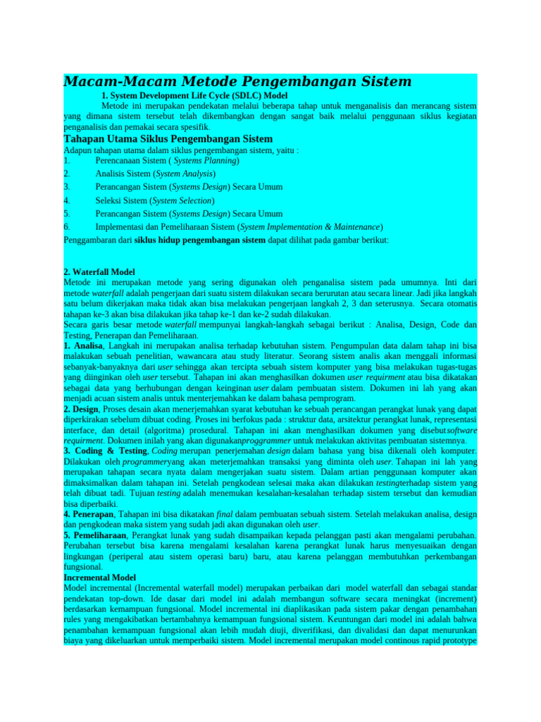 Metode Pengembangan Sistem Terbaik | PDF