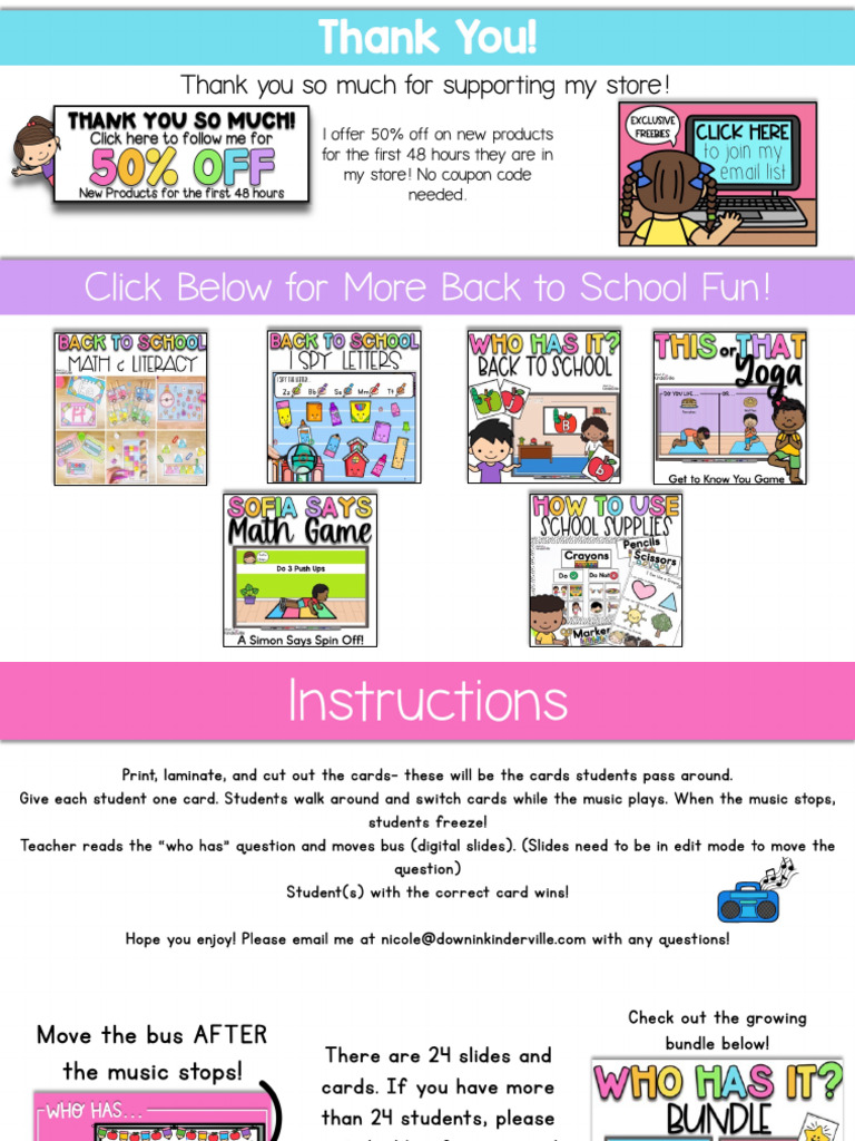 FREEBIEWhoHasItBacktoSchoolGameCountingto10SchoolSupplies 1 | PDF