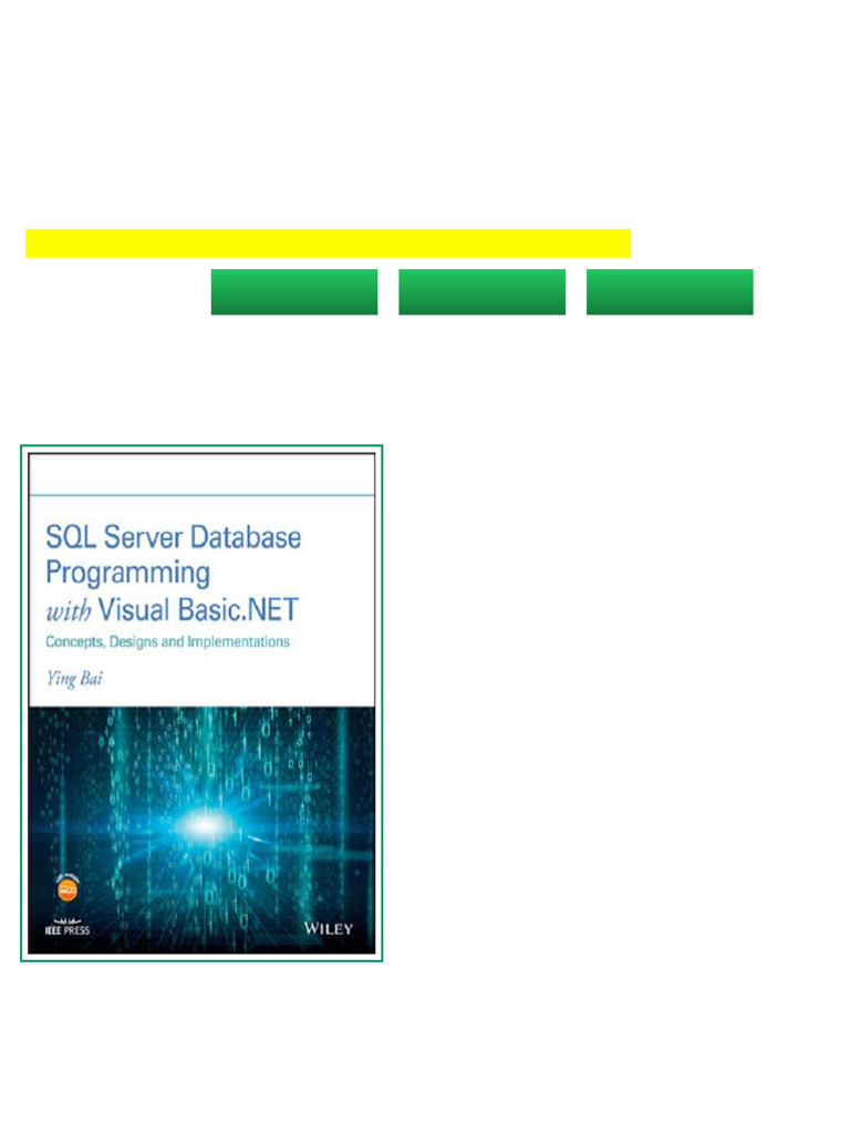 SQL Server Database Programming With Visual Basic NET Concepts Designs ...
