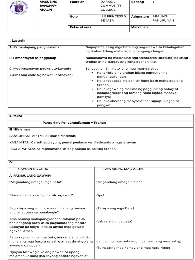 Ang Tirahan Social Studies | PDF