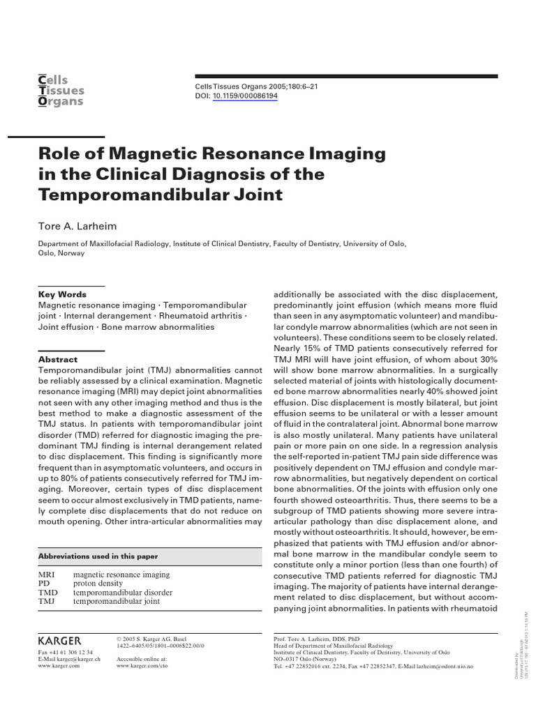 Role of Magnetic Resonance Imaging in The Clinical Diagnosis of The ...