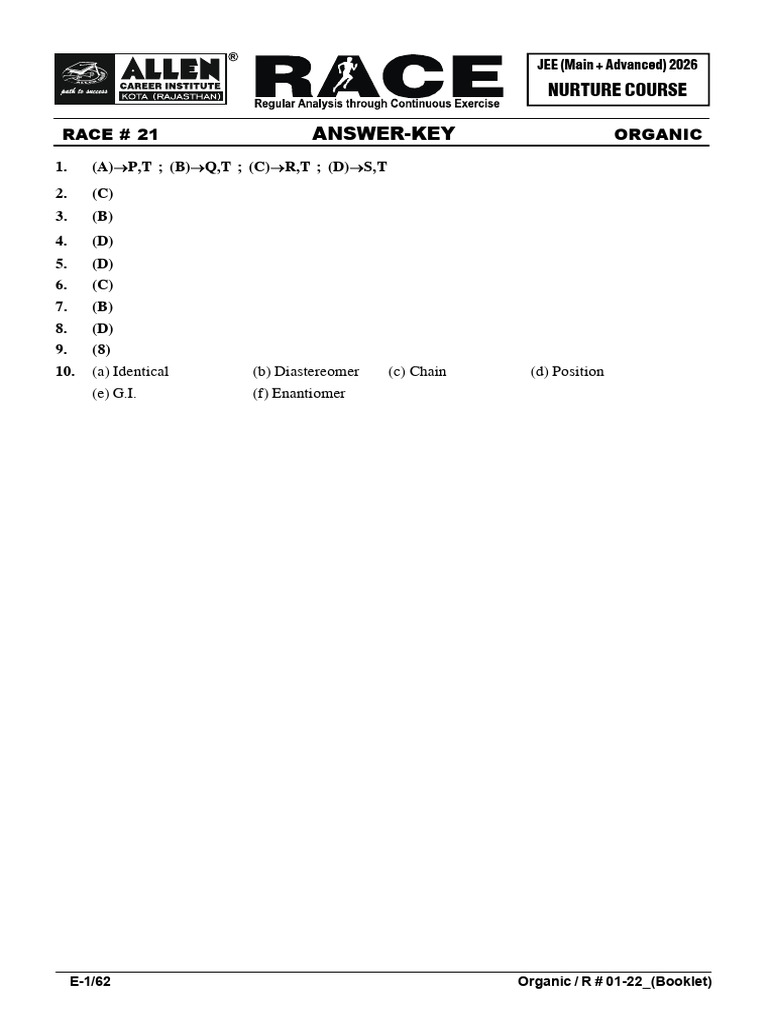 Oc Nurture Race 21 Answer Key | PDF