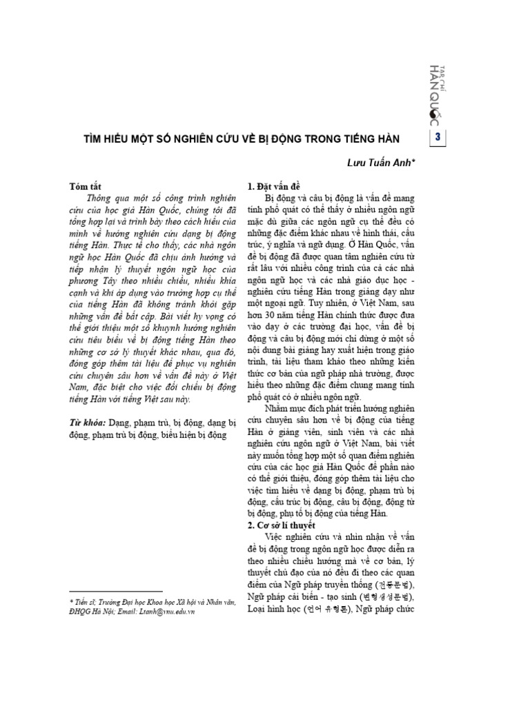 Tim Hieu Mot So Nghien Cuu Ve Bi Dong Trong Tieng Han 361bd | PDF