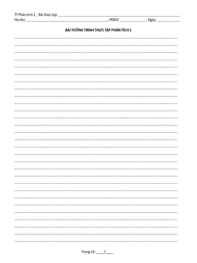 Form Thuc Tap Ptich 1 | PDF