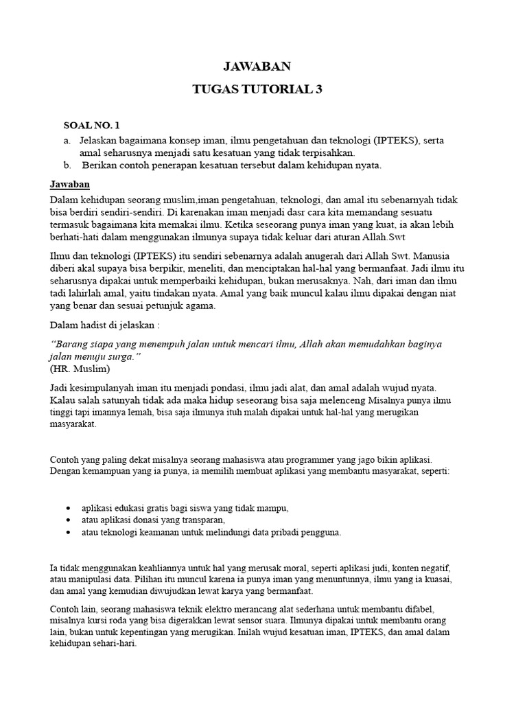 Jawaban Pendidikan Agama Islam Tugas 3.PDF - Salin | PDF