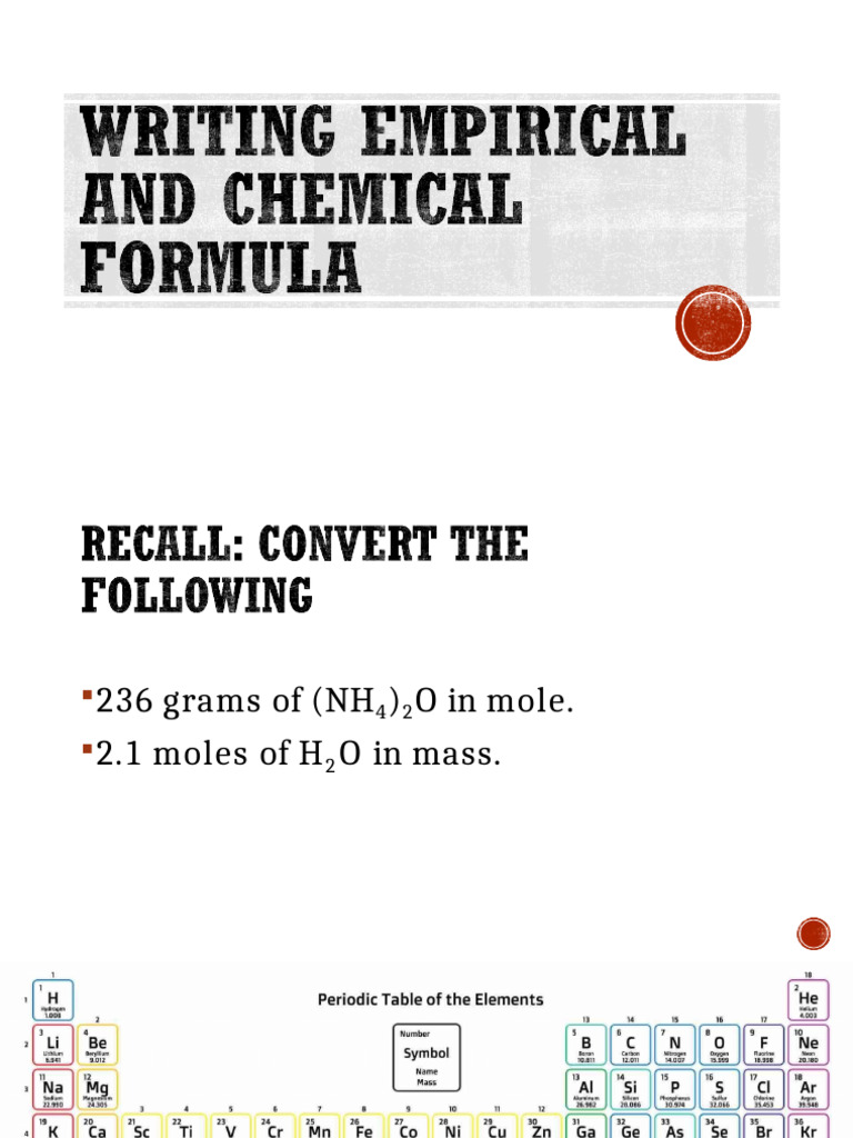 Empirical and Molecular Formula Calculations | PDF