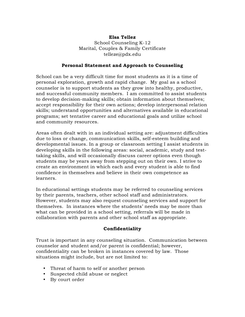 Professional Disclosure Statement School | PDF | School Counselor ...