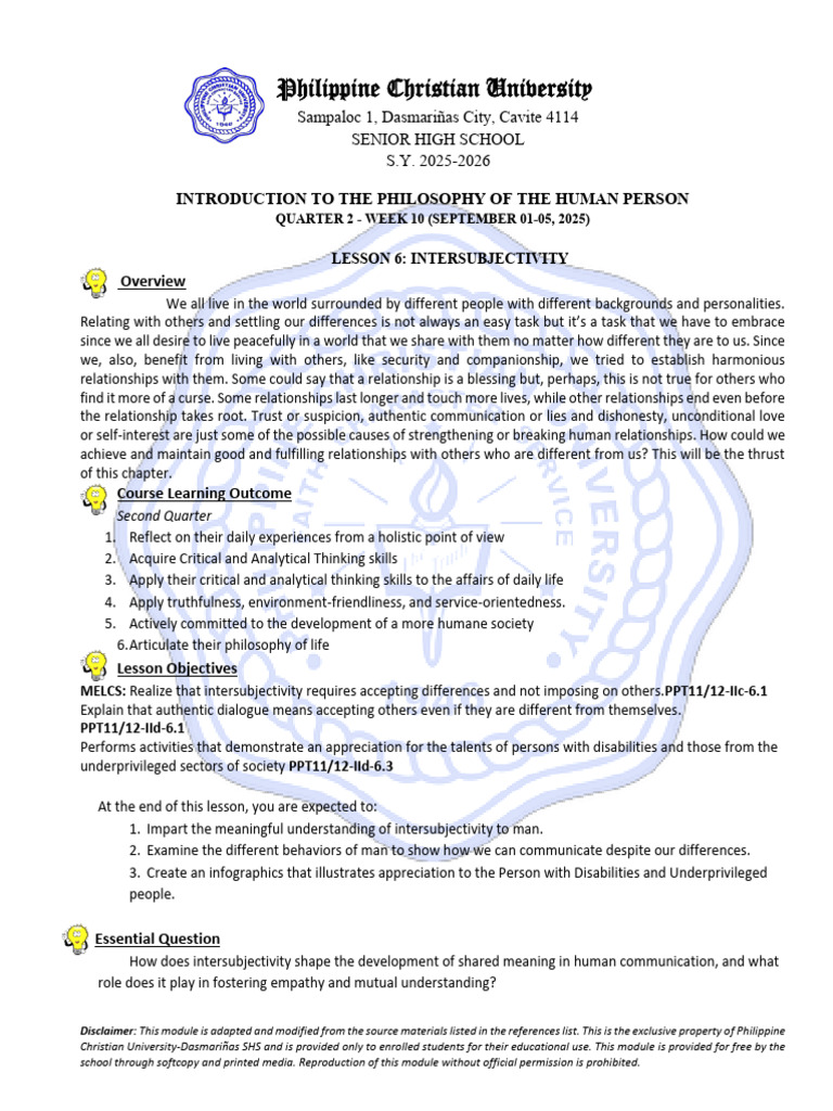 Understanding Intersubjectivity in Relationships | PDF | Disability ...