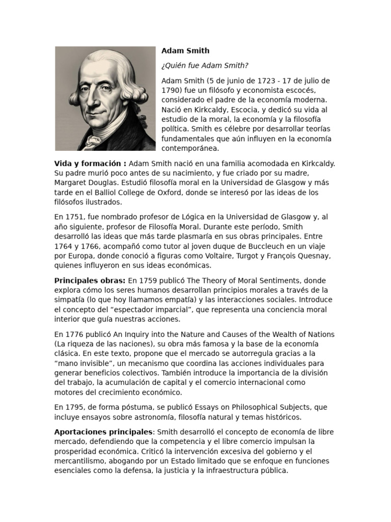 ¿Quién Fue Adam Smith? | PDF | John Maynard Keynes | John Stuart Mill