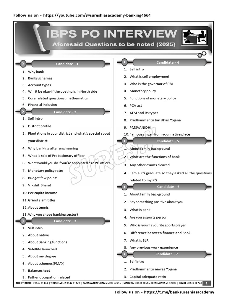 Candidate Interview - Ibps Po (2025) | PDF | Financial Services | Economies