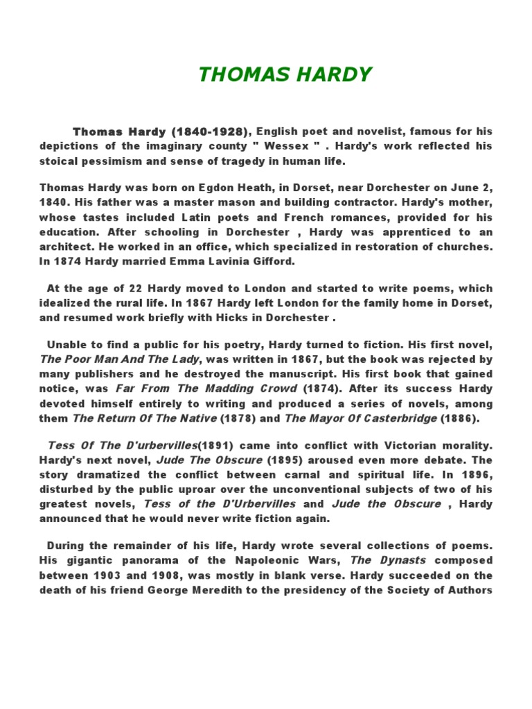 Thomas Hardy | PDF | Thomas Hardy | Poetry