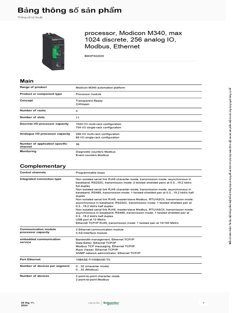 Schneider Electric - Modicon-M340 - BMXP342020 | PDF | Ethernet ...