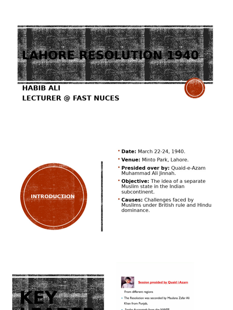 Lahore Resolution 1940 Overview | PDF | Muhammad Ali Jinnah | Pakistan ...