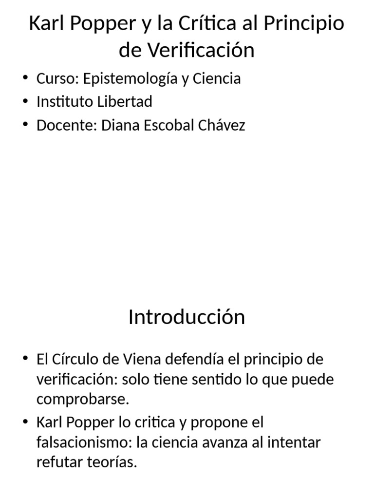 Karl Popper Critica Verificacion DianaEscobal | PDF | Karl Popper ...