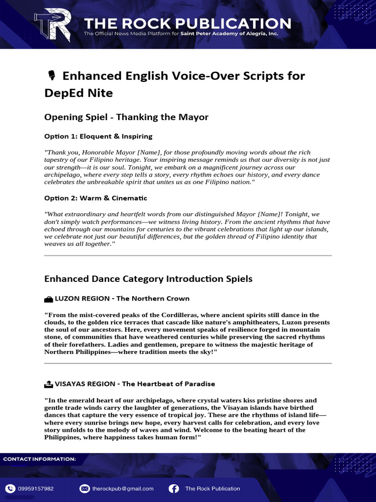 Enhanced English Voice-Over Scripts For DepEd Nite | PDF | Philippines