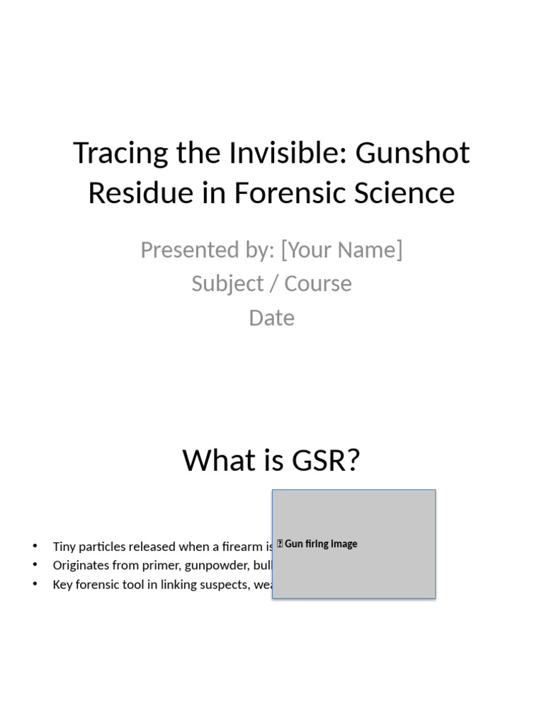 Gunshot Residue: Forensic Insights | PDF | Ballistics | Firearms