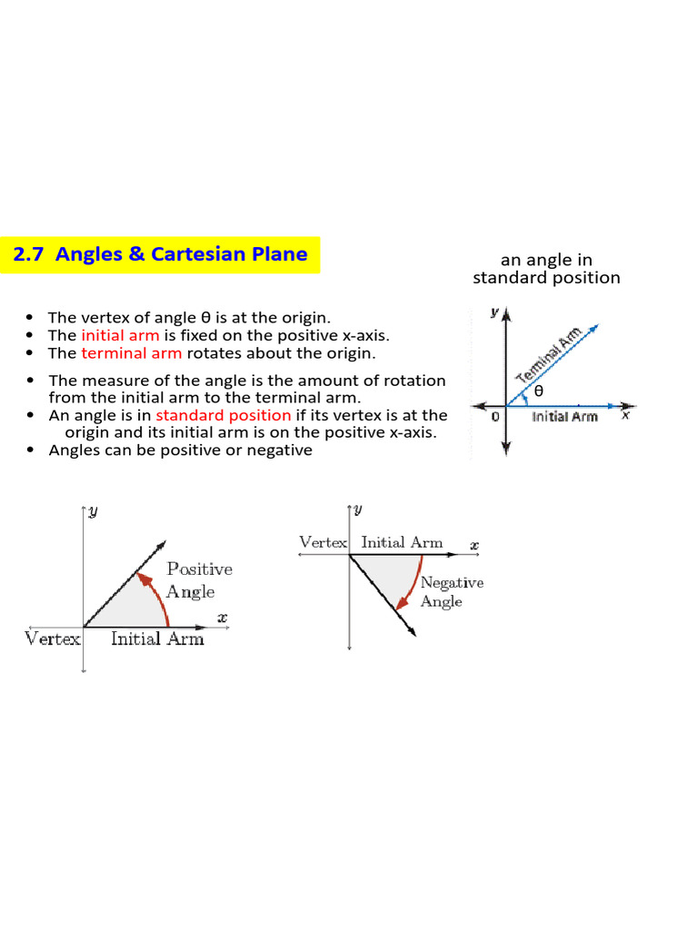 3U2 2.7 Angles and The Cartesian Plane | PDF | Angle | Cartesian ...