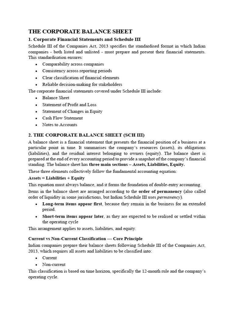 Notes - The Corporate Balance Sheet | PDF | Balance Sheet | Equity ...