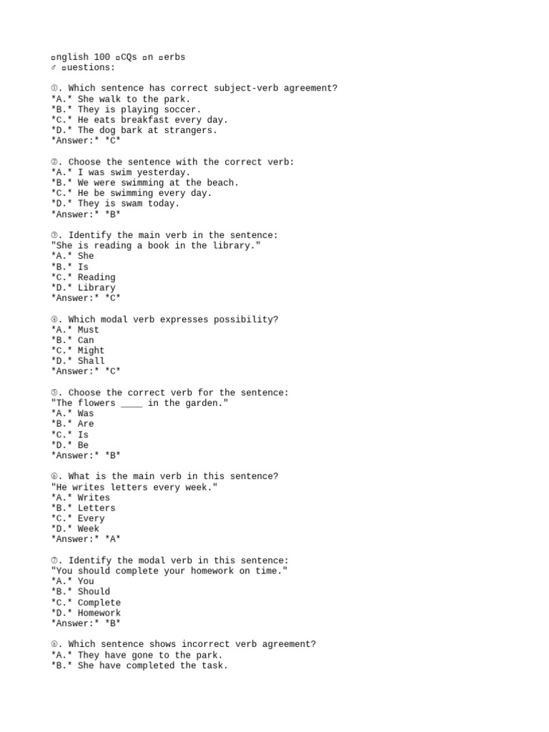 ?nglish 100 ?CQs ?N ?erbs | PDF | Verb