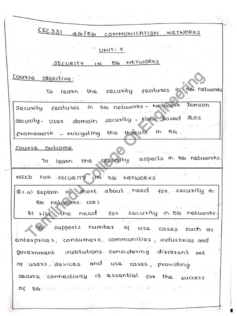 4G and 5G Communication Network Handwritten Notes 1 | PDF | Computing ...
