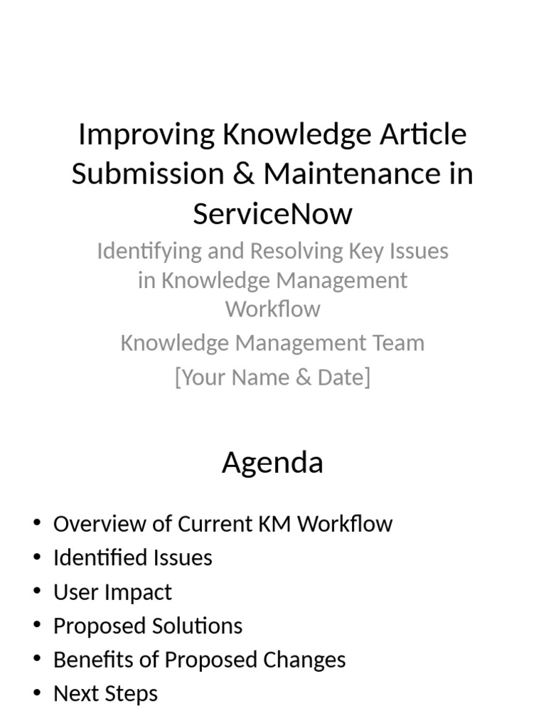 ServiceNow KB Enhancement Deck | PDF
