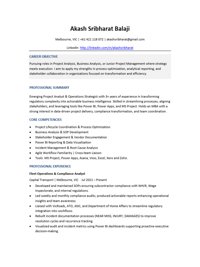 Akash Sribharat Balaji - Resume | PDF | Regulatory Compliance ...
