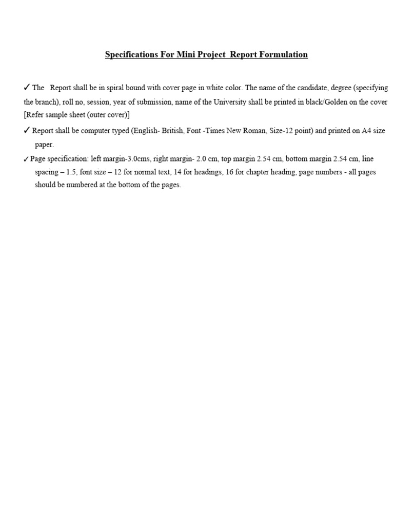 Mini Project Report Specifications | PDF