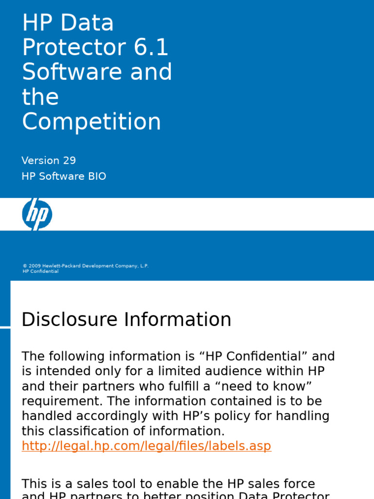 HP Data Protector Competitive Analysis | PDF | Backup | Computer Data ...