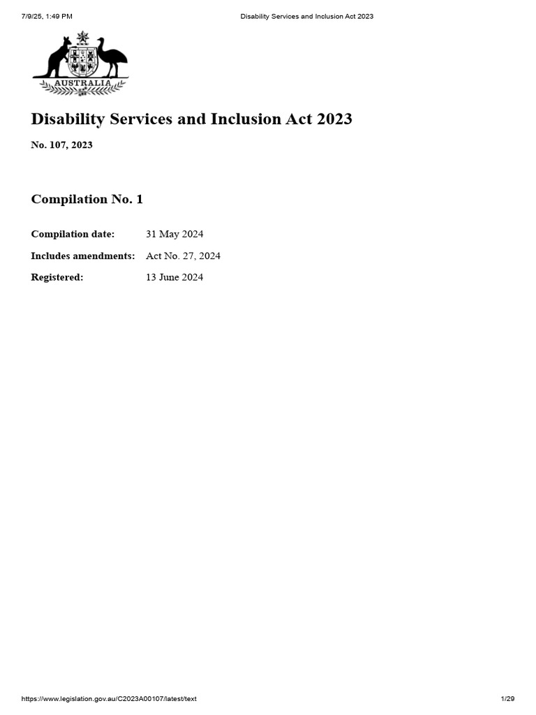 Disability Services and Inclusion Act 2023 - Federal Register of ...