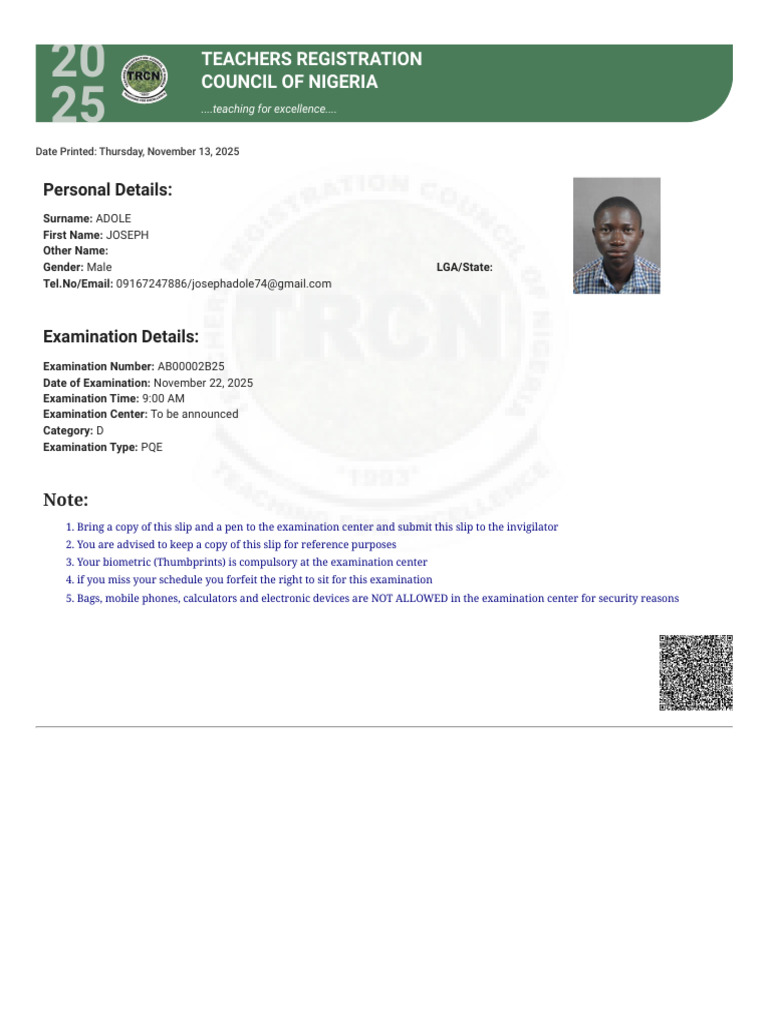 TRCN Teacher's Portal | PDF