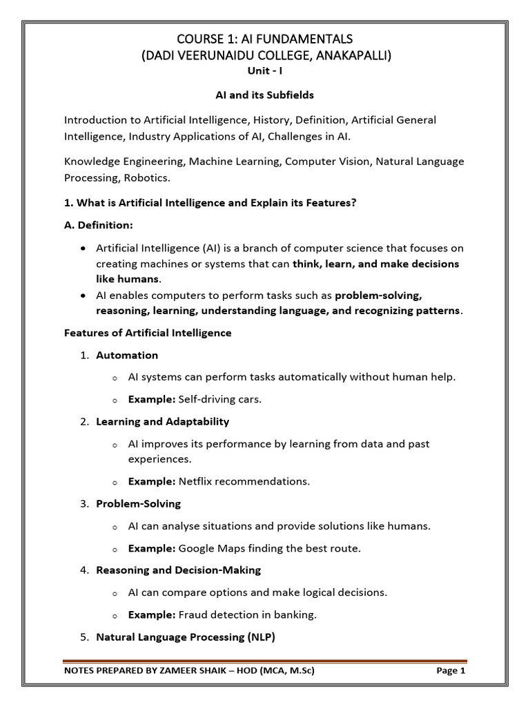AI Fundamentals: Key Concepts & Applications | PDF | Artificial ...