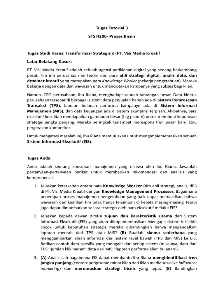 Soal Tugas Tutorial3 Proses Bisnis | PDF