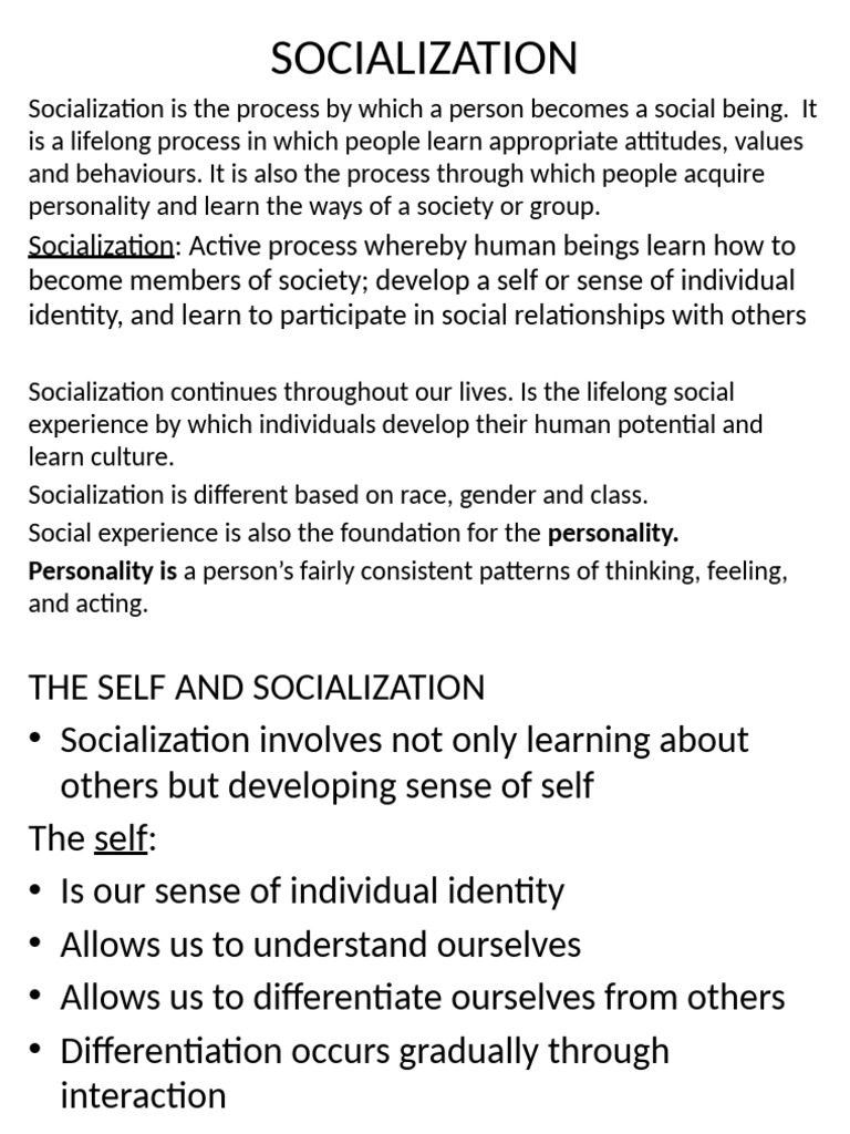 Socialization Mciu | PDF | Socialization | Self Concept