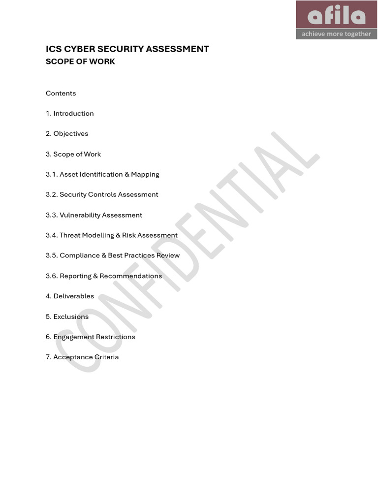 ICS Cybersecurity Assessment Scope | PDF | Computer Security | Security