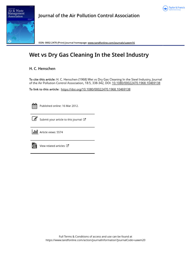 Wet vs Dry Gas Cleaning in Steel Industry | PDF | Water | Atmosphere Of ...
