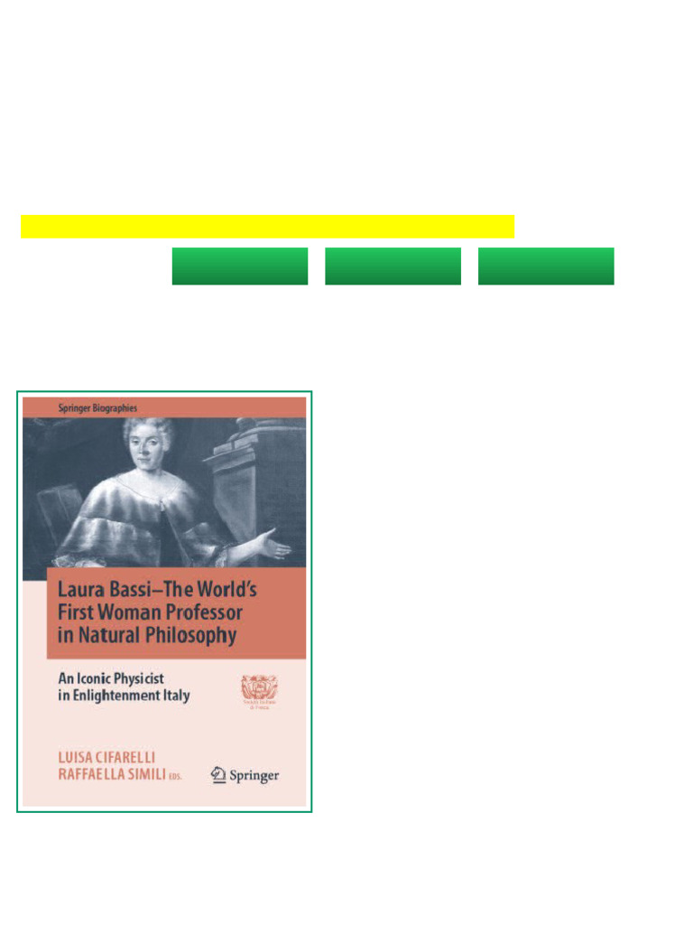 Laura Bassi The World S First Woman Professor in Natural Philosophy An ...