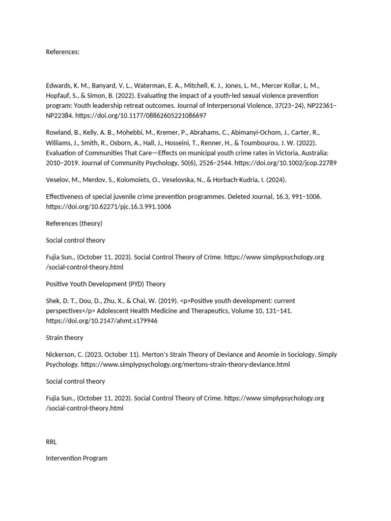 Reference-WPS Office | PDF | Juvenile Delinquency | Behavioural Sciences