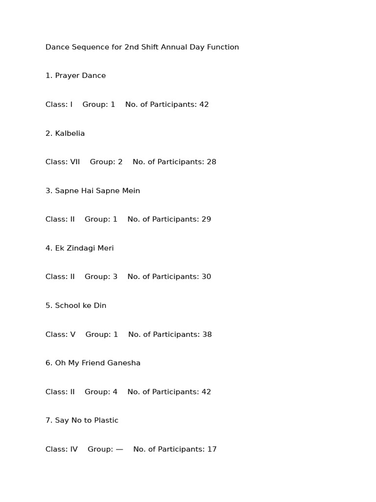 Annual Day Dance Sequence Overview | PDF