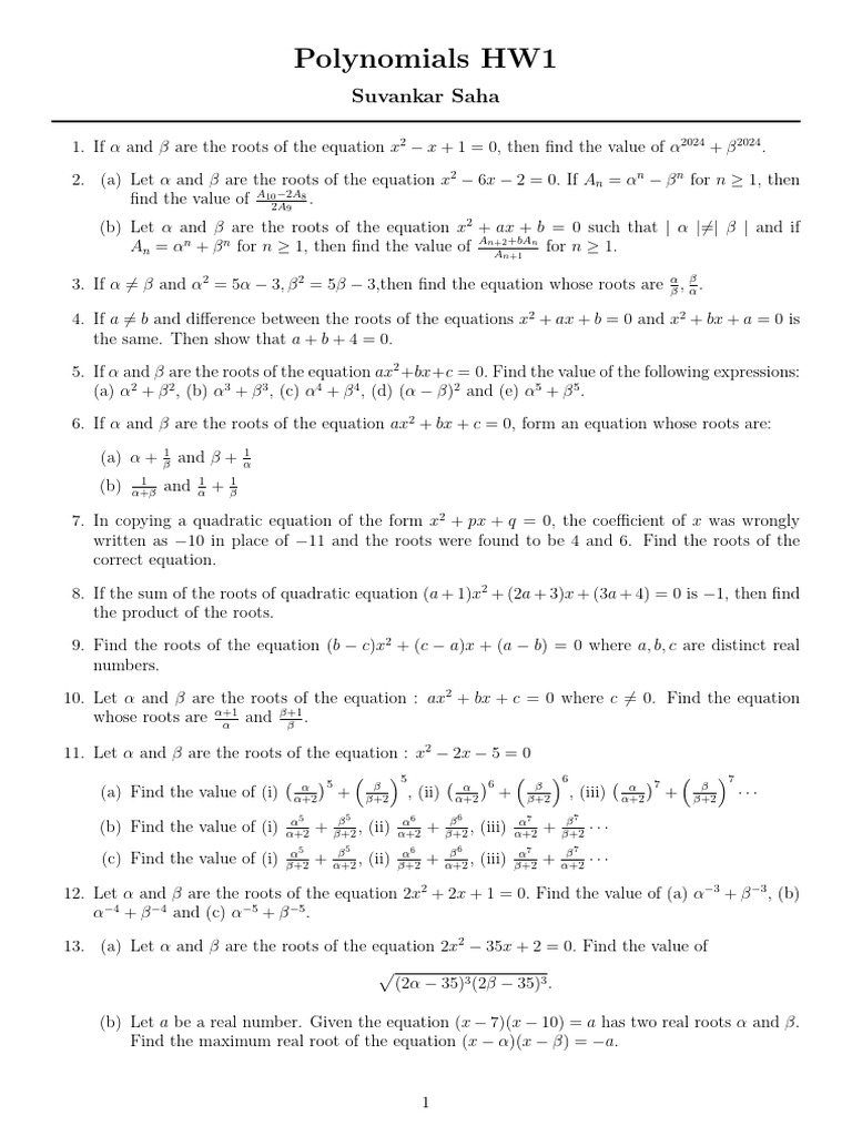 Polynomials - 1 | PDF | Quadratic Equation | Zero Of A Function