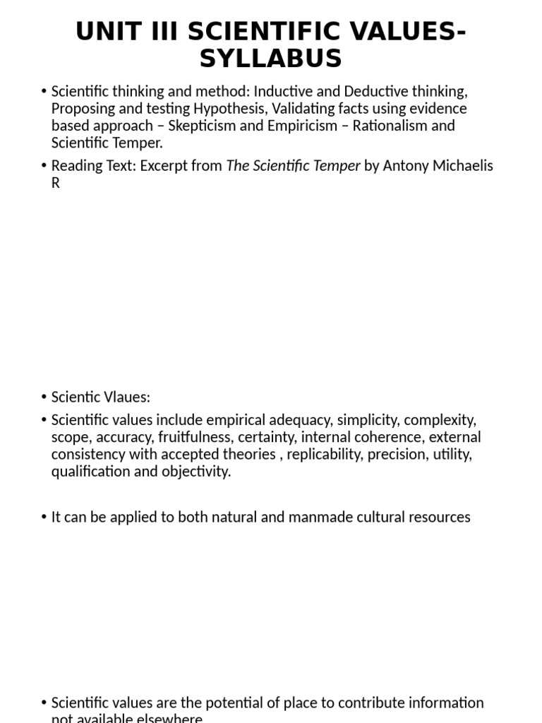 Unit 3 New Scientific Values | PDF | Scientific Method | Rationalism