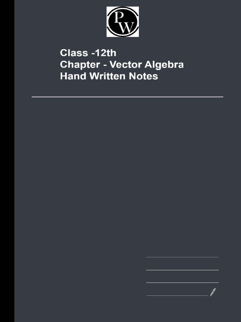 Vector Algebra Handwritten Notes | PDF