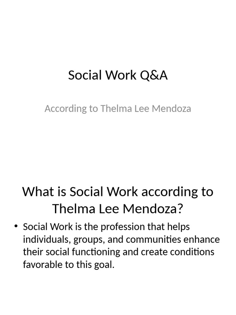 Understanding Social Work by Thelma Mendoza | PDF | Social Work ...